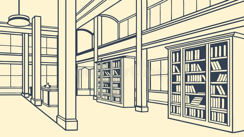 Old Fashioned Library Interior Scene, Vector Design Generative AI Stock ...