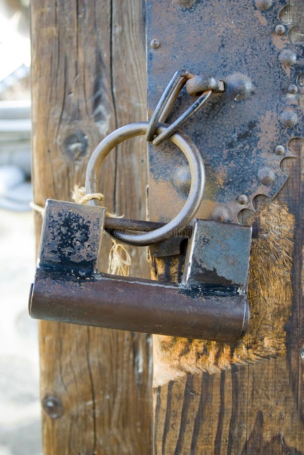 The Old-fashioned Lock In China Stock Image - Image of knocker, door ...