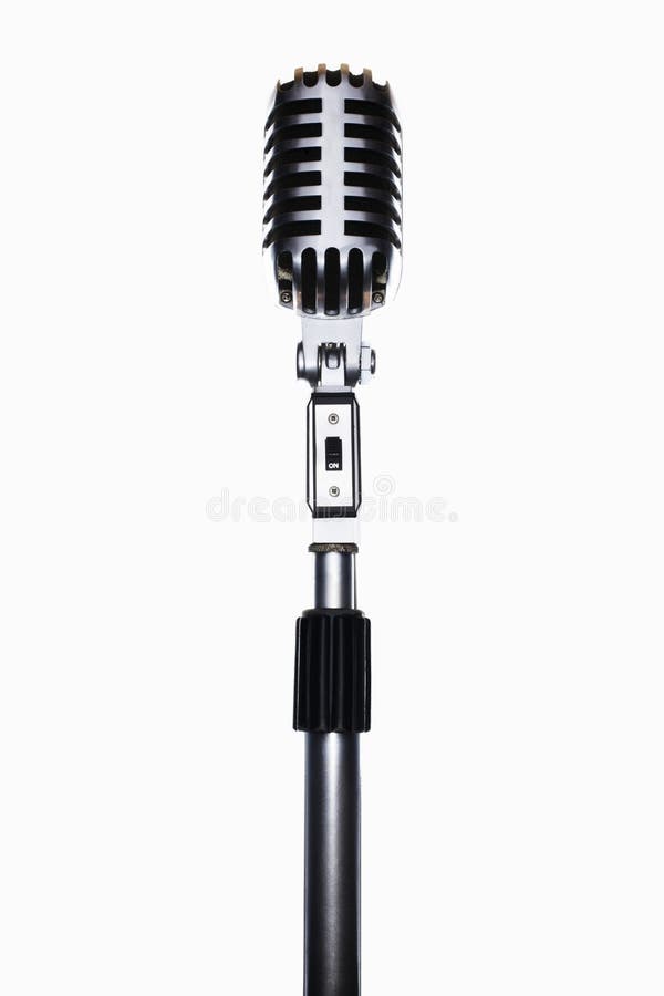 Old Fashioned Microphone in Front of Stage Curtain Stock Photo - Image ...