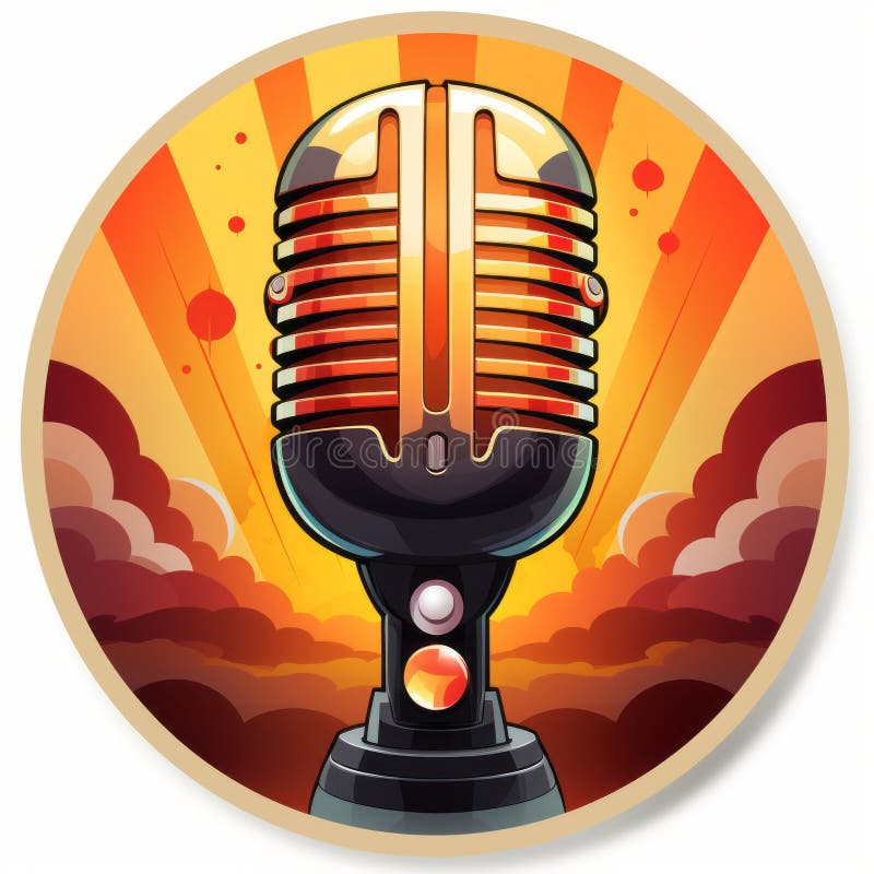 An Old Fashioned Microphone Icon on a White Background Stock ...