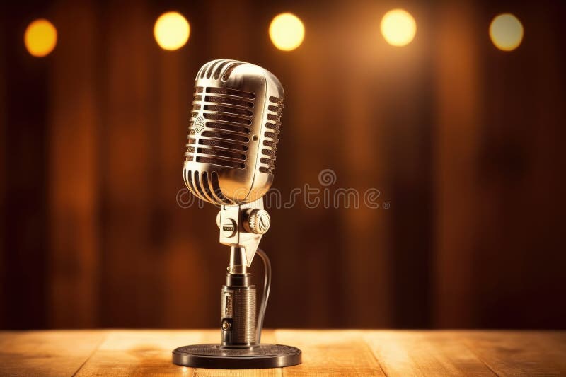Old-fashioned Microphone on a Tabletop Stock Image - Image of equipment ...