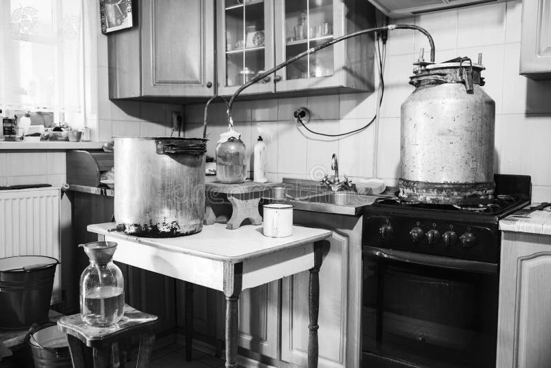 Old-fashioned Moonshine Machine for Creating Homemade Strong Alcohol in ...