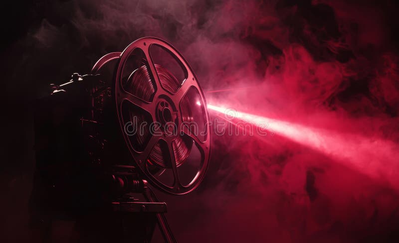 An Old-fashioned Movie Projector Running with Intense Lighting Effects ...