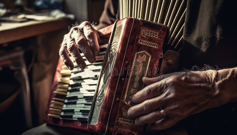 Old Fashioned Musician Expertly Plays Antique String Instrument with ...