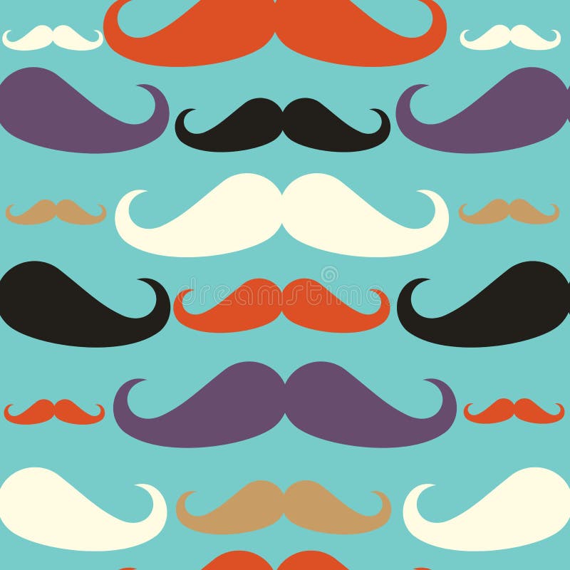 Old Fashioned Mustache Seamless Pattern Stock Vector - Illustration of ...
