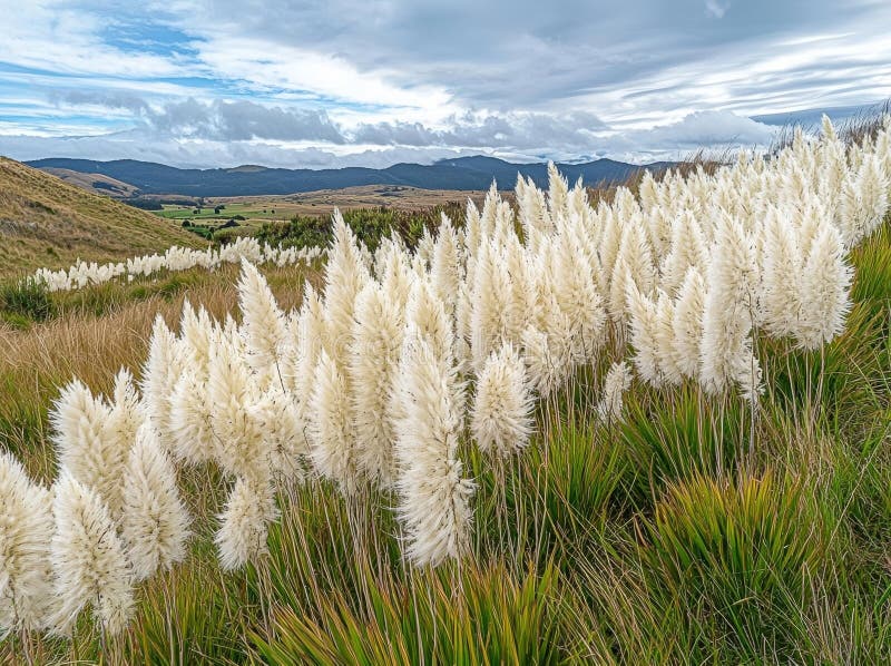 Old-fashioned Nature Scene - Silver Grass and Blue Sky Image Stock ...