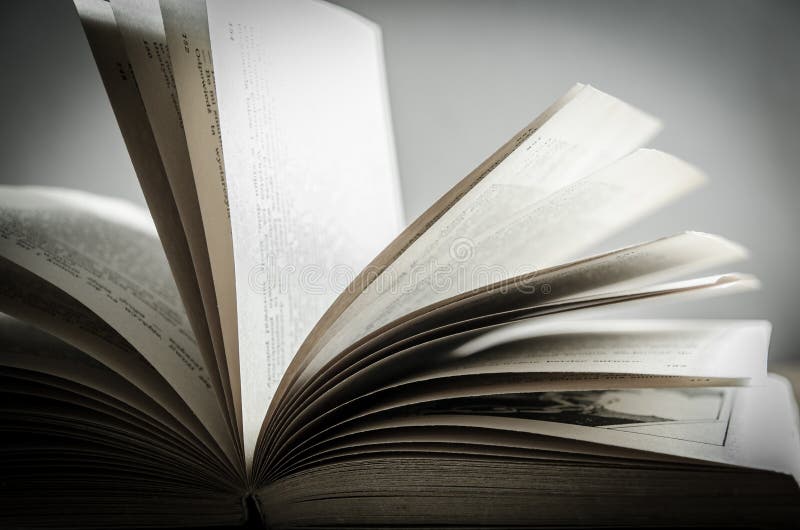 Old Fashioned Open Book Lighted Vintage Background Stock Image - Image ...