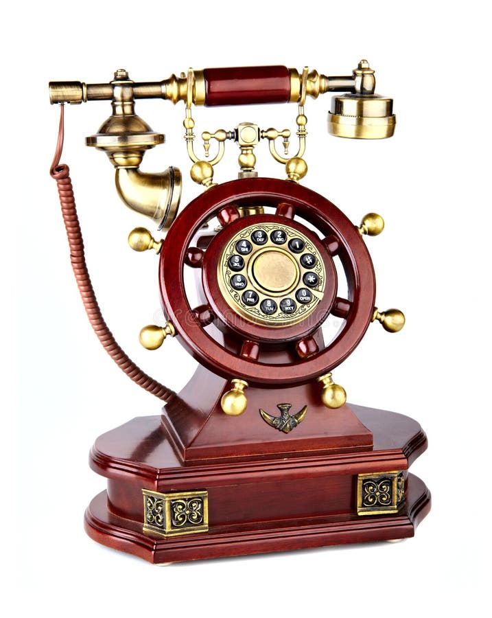 Retro Phone - Vintage Telephone on White Background Stock Image - Image ...