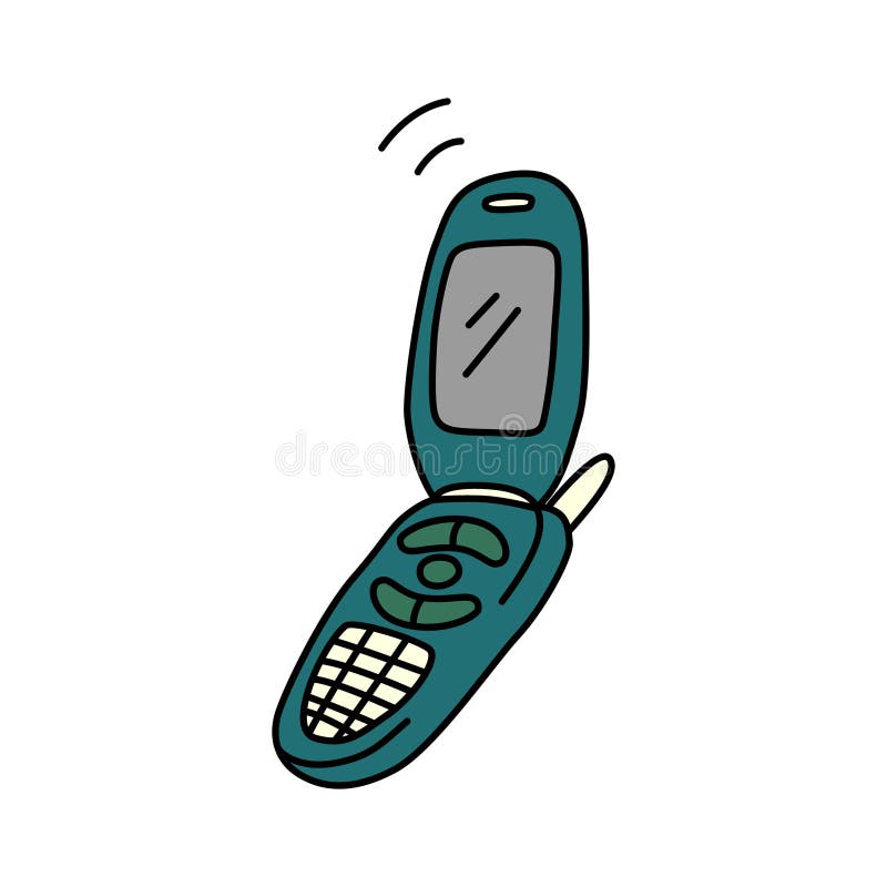 Old-fashioned Phone in Cartoon Style. Doodle Vector Illustration ...