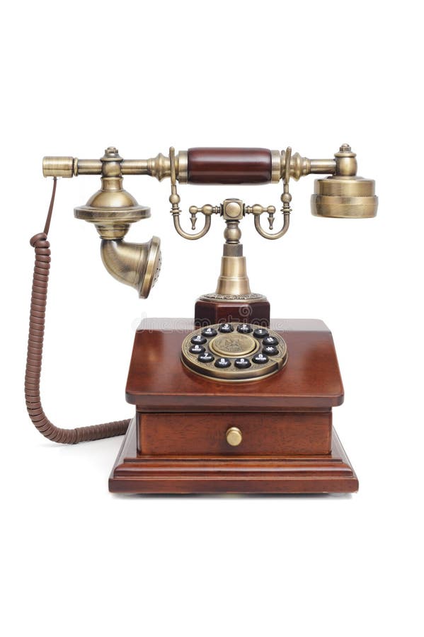 Old-fashioned Phone on White Isolated Background Stock Photo - Image of ...