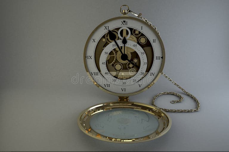 Old-fashioned Pocket Clock with Chain Stock Photo - Image of time ...