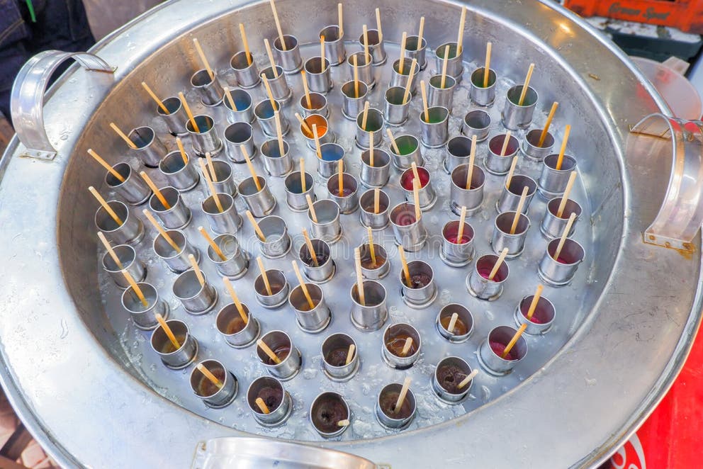 Old Fashioned Popsicle Maker with Skewers and Shake until Solid. Stock ...