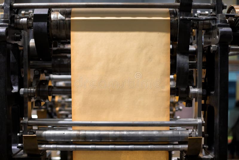Old Press Printing Machine Closeup Stock Photo - Image of brochure ...