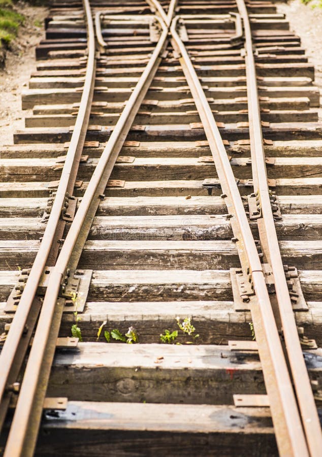 Old Fashioned Railway Tracks Stock Image - Image of parting, close ...