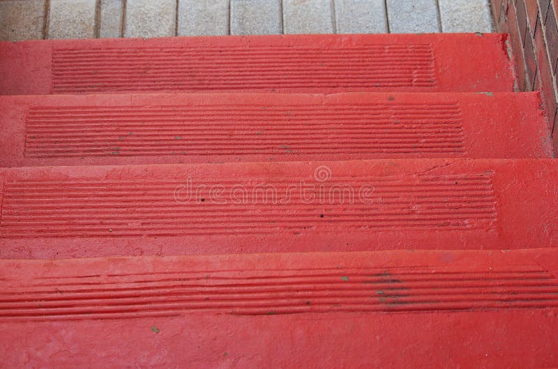 OLD FASHIONED RED STEPS stock photo. Image of grooves - 94413288