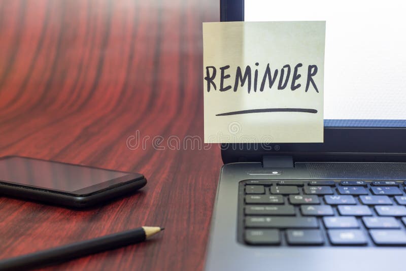 Old-fashioned Reminder Concept Stock Image - Image of desk, computer ...