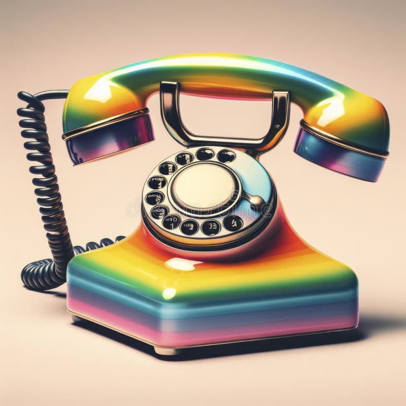 Old Fashioned Retro Wire Phone Rainbow Colors. Ai Generative Stock ...