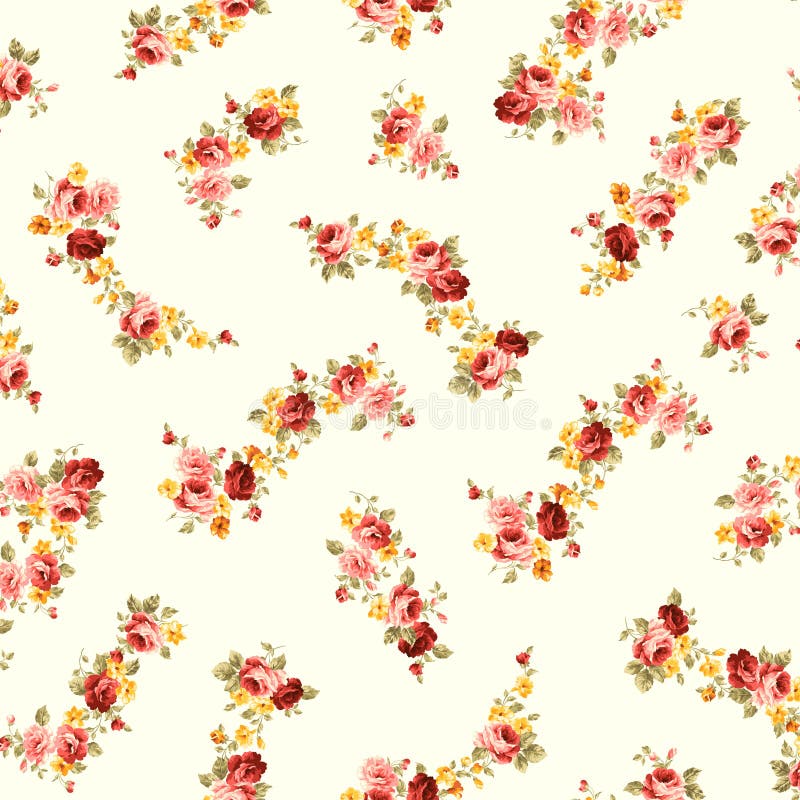 An Old-fashioned Rose Flower Pattern Perfect for Textiles, Stock Vector ...