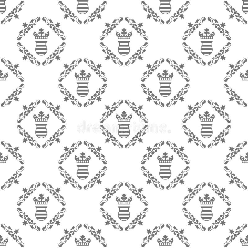 Old Fashioned Royal Seamless Texture with Crown and Flowers Stock ...