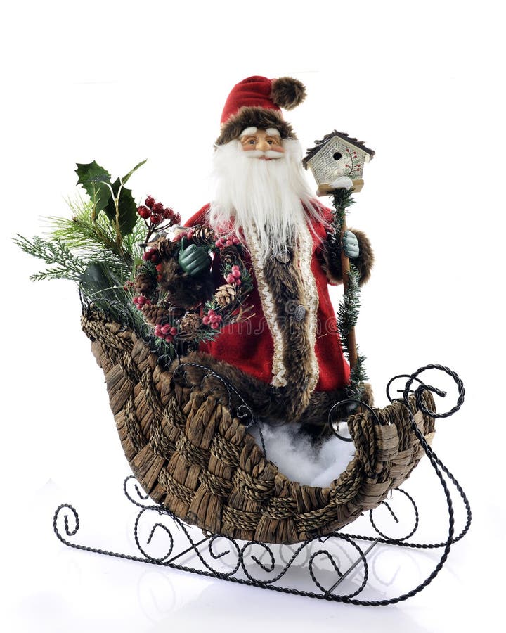 Old Fashioned Santa in Sleigh Stock Image - Image of isolated, santa ...