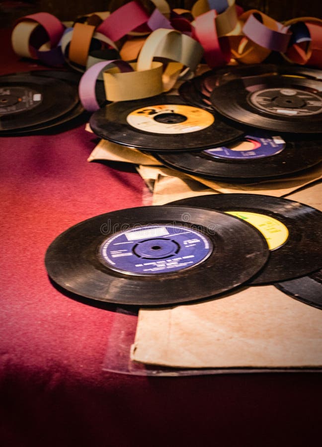 Old Fashioned 45 Single Vinyl Records & Coloured Paper Chain Stock ...