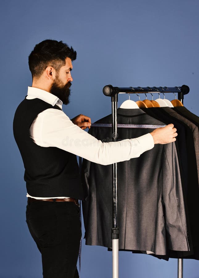 Old Fashioned Tailor Measuring Model in Small Atelier Studio Stock ...