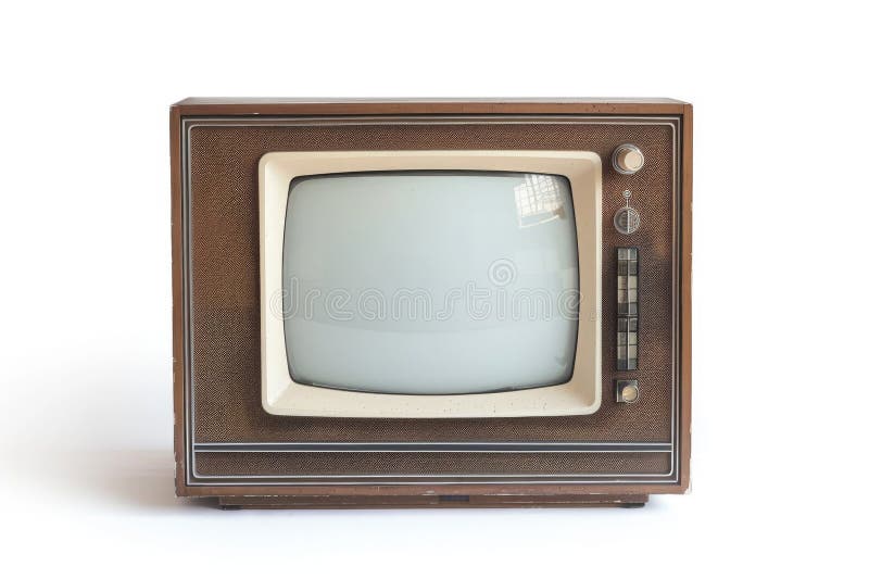 An Old-fashioned Television Set Sits on a White Surface, Awaiting Its ...