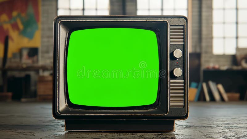 1980s Television with a Vibrant Green Screen Stock Video - Video of ...