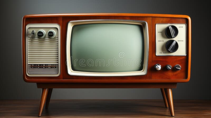 An Old Fashioned Television Sitting on Top of a Wooden Table ...