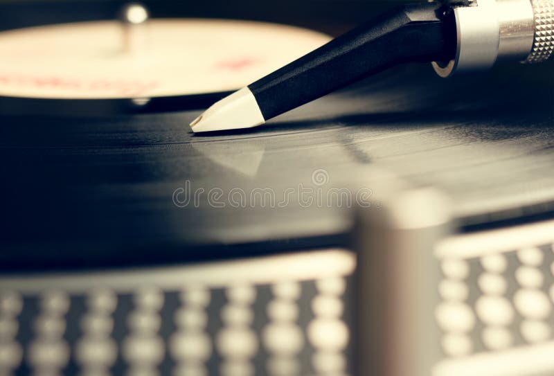 Old Fashioned Turntable Playing a Track from Black Vinyl Stock Image ...