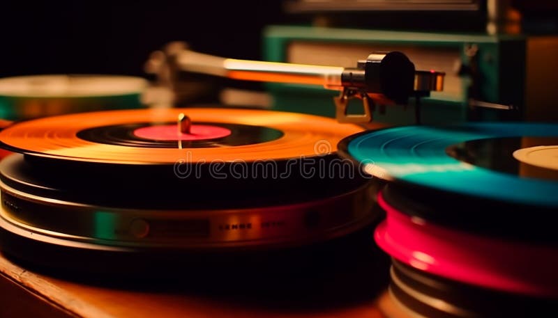 Old Fashioned Turntable Spinning Plastic Disco Disk Generated by AI ...