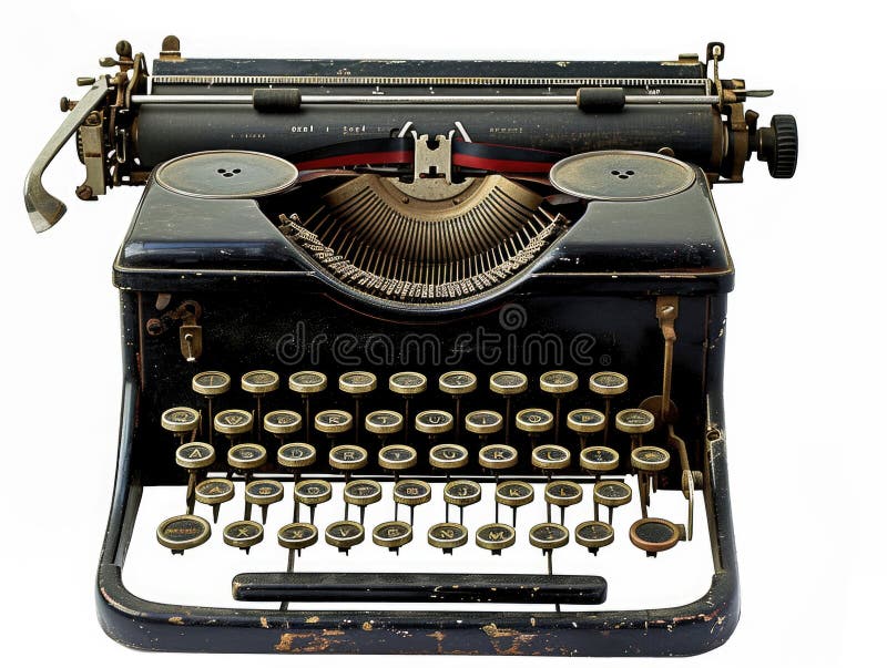 An Old Fashioned Typewriter with a Black Case Stock Image - Image of ...