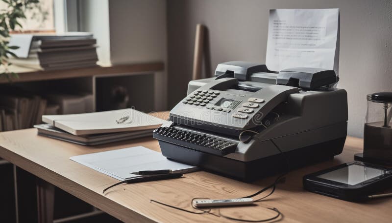 Old Fashioned Typewriter on Desk in Modern Office Generated by AI Stock ...
