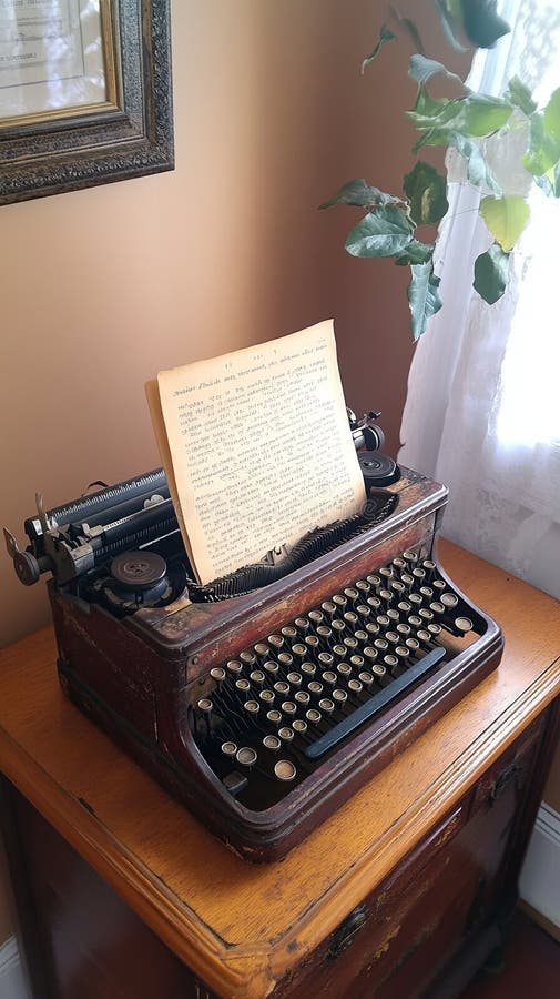 Old-fashioned Typewriter with Half-typed Poetry Page Inserted. Stock ...