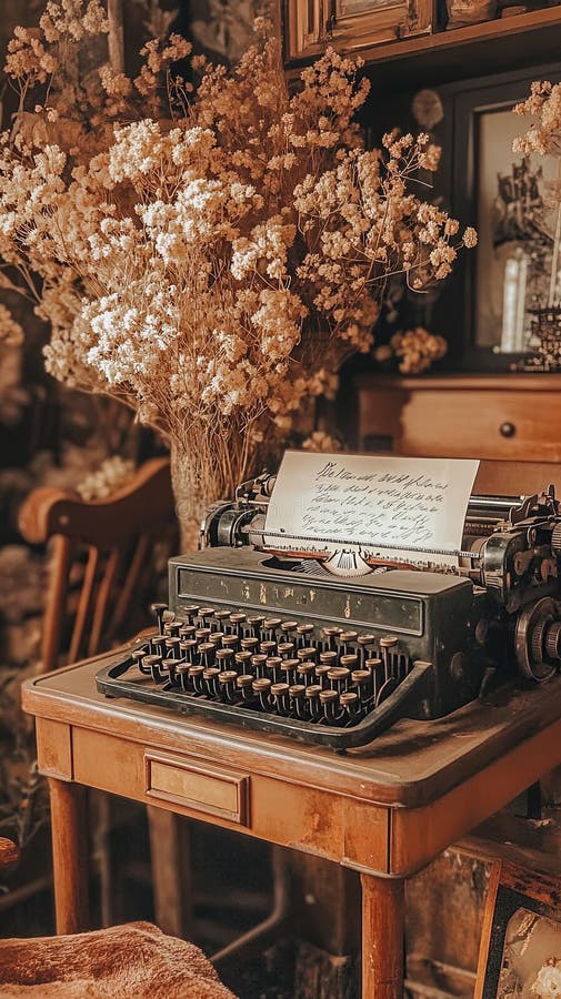 Old-fashioned Typewriter with Half-typed Poetry Page Inserted. Stock ...