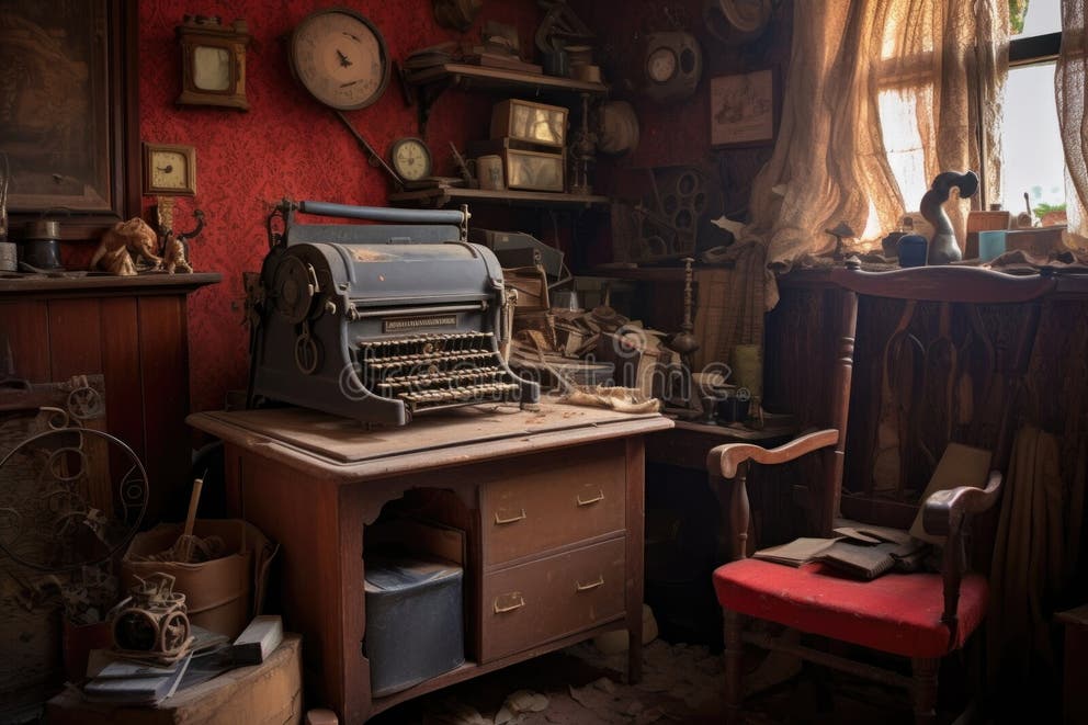 Old-fashioned Typewriter with a Hidden Message in Attic Stock ...