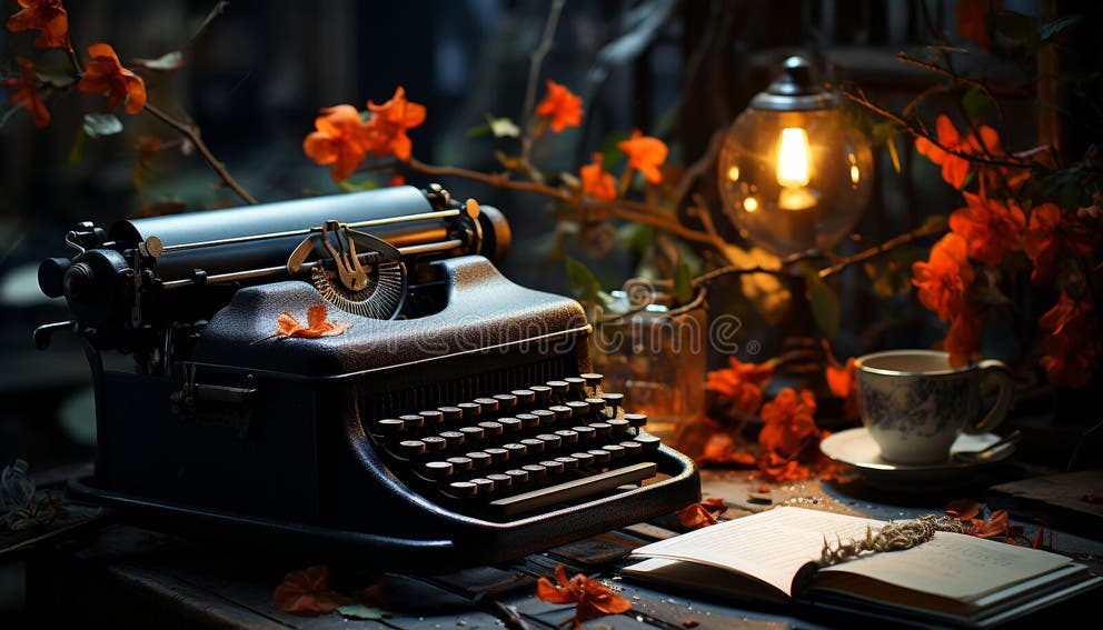 Old Fashioned Typewriter on Rustic Wooden Table, a Symbol of Nostalgia ...