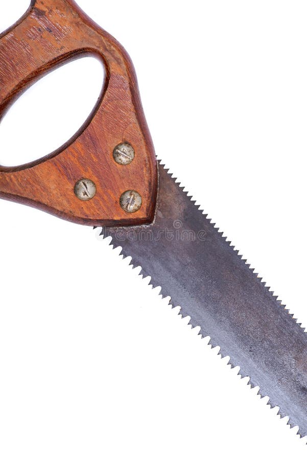Old Fashioned , Vintage Hand Saw with Back Tuttle Tooth Isolated on ...