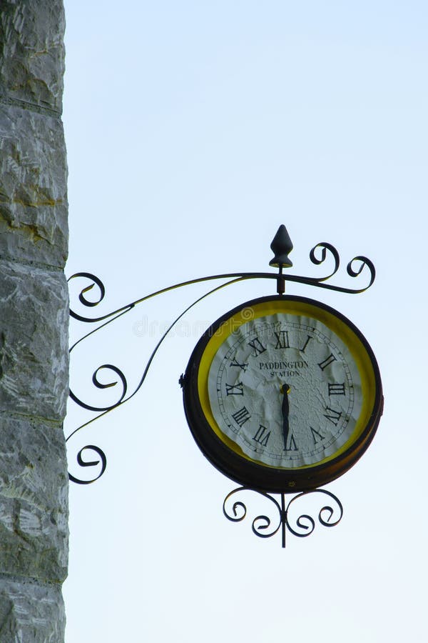 Old Fashioned Wall Clock with `Paddington Station` Text Inside Stock ...