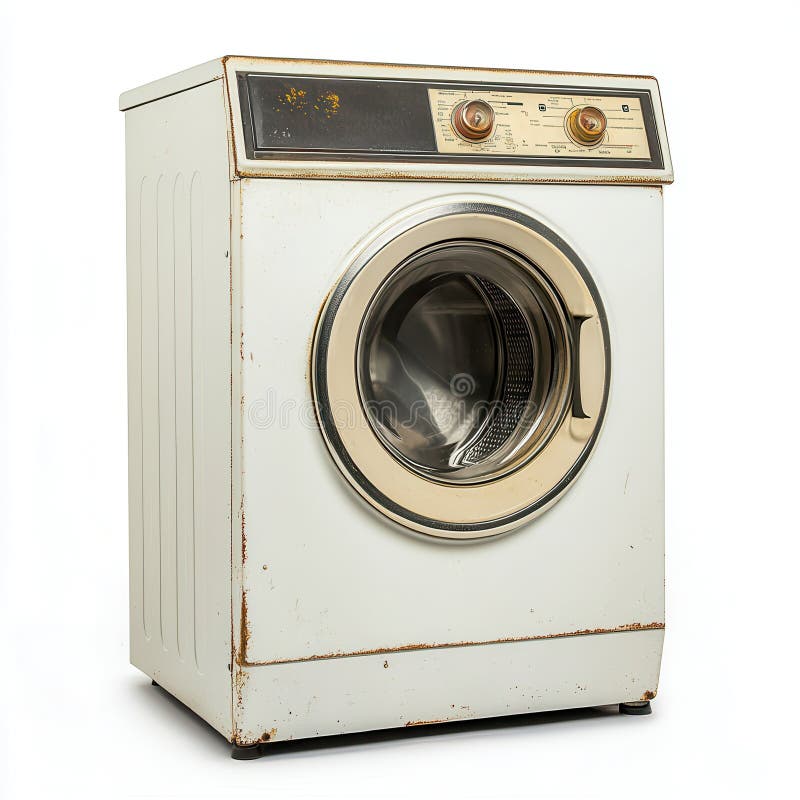 An Old-fashioned Washing Machine with a Circular Door and Retro ...