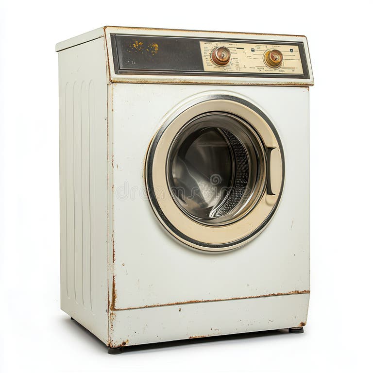 An Old-fashioned Washing Machine with a Circular Door and Retro ...