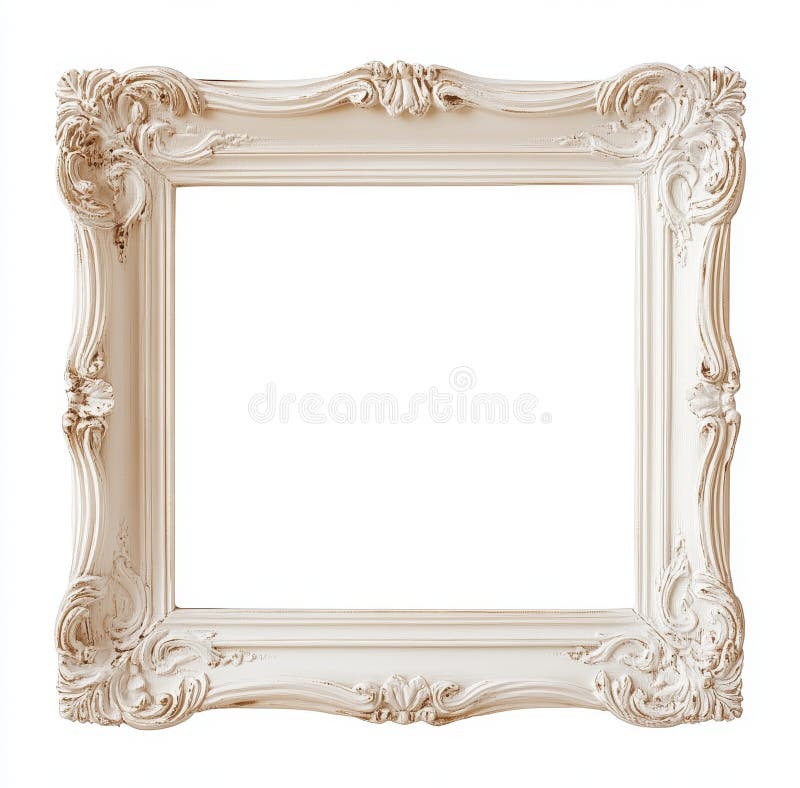 An Old-fashioned White Frame with a Classical Design, Featuring a ...