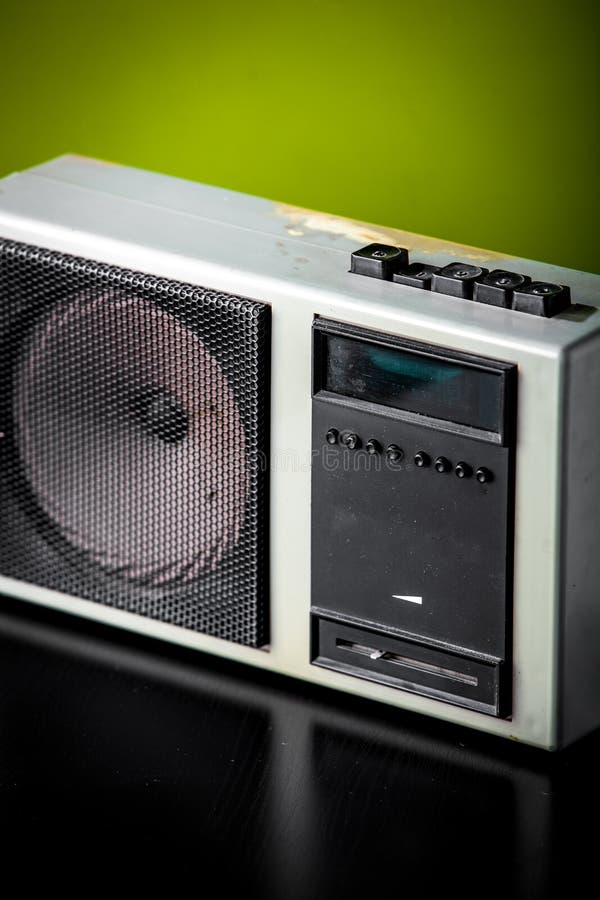 Old Fashioned White Radio Receiver on a Green Background Stock Photo ...
