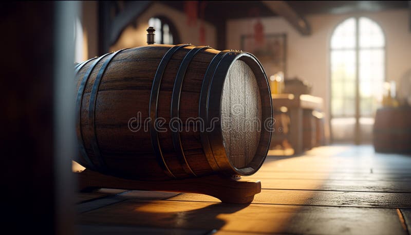 Old Fashioned Winery Stores Liquid in Old Barrel Kegs Indoors Generated ...