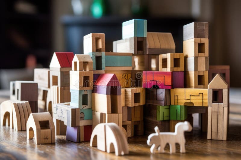 Old-fashioned Wooden Building Blocks Stock Illustration - Illustration ...