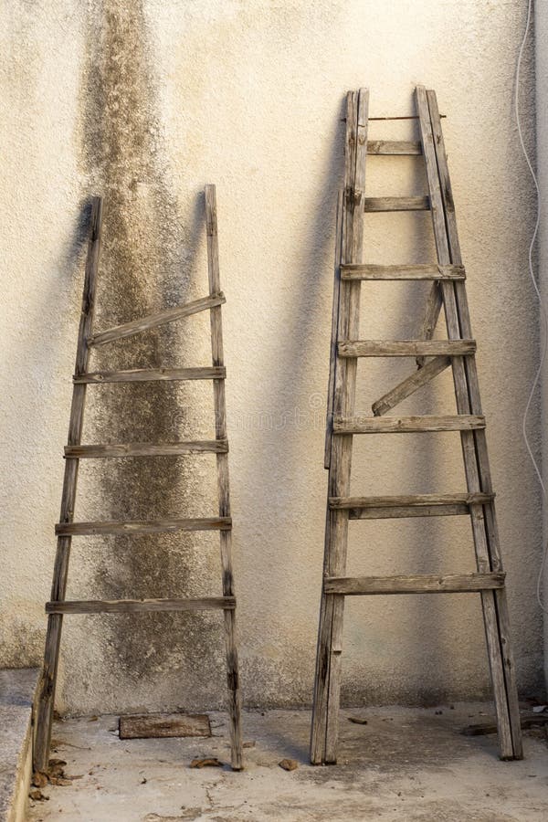 Old Fashioned Wooden Ladders Stock Photo - Image of improvement, ladder ...