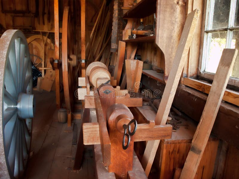 Old Fashioned Woodworkers Workshop Stock Photo - Image of wooden ...