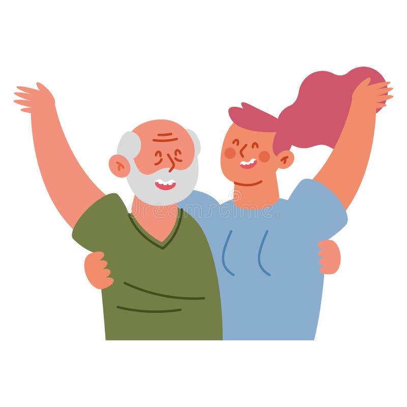 Old Father and Daughter Characters Stock Vector - Illustration of girl ...