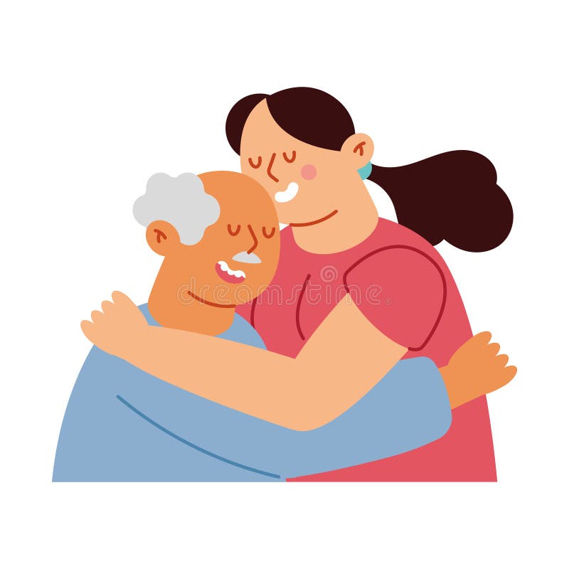 Old Father and Daughter Embracing Stock Vector - Illustration of person ...