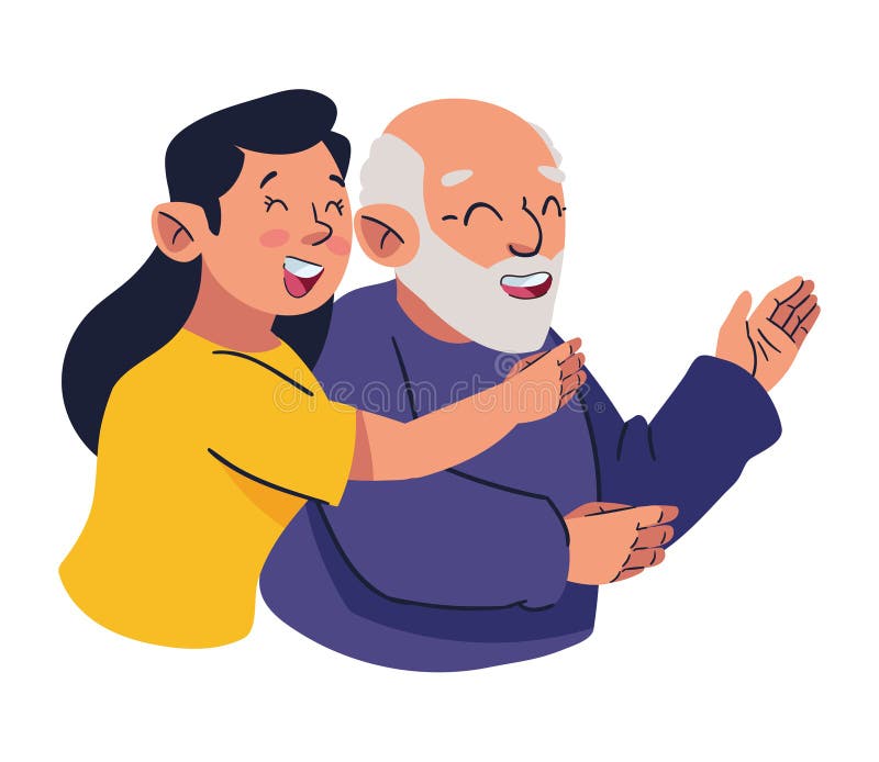 Old Father and Daughter Embracing Stock Vector - Illustration of ...